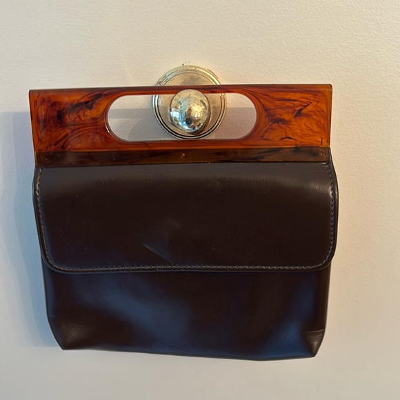 Vintage | Bags | Vintage Mid Century Chain Link Lucite Header Handle ...